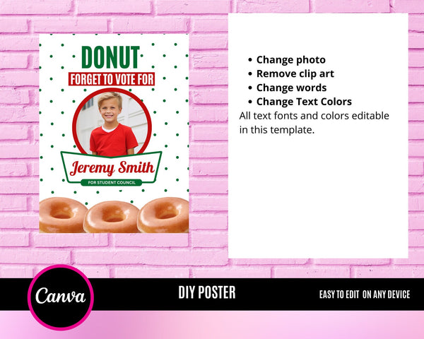 Donut Forget to Vote Campaign Poster -Krispie – Pink Palace Designs