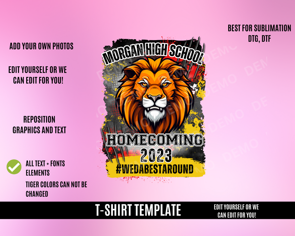 Lion Team Spirit Design Template – Pink Palace Designs