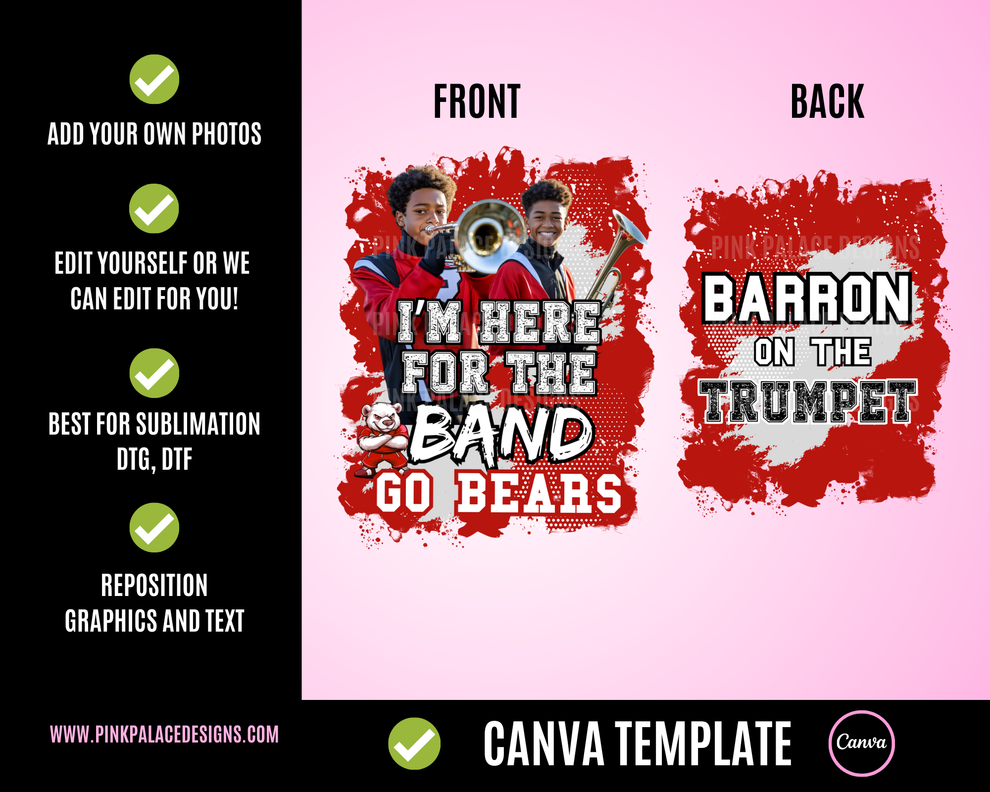 Band T-Shirt Template Red – Pink Palace Designs