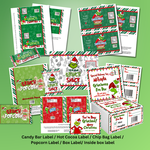 Grinchmas Eve Box Templates Set 1 – Pink Palace Designs