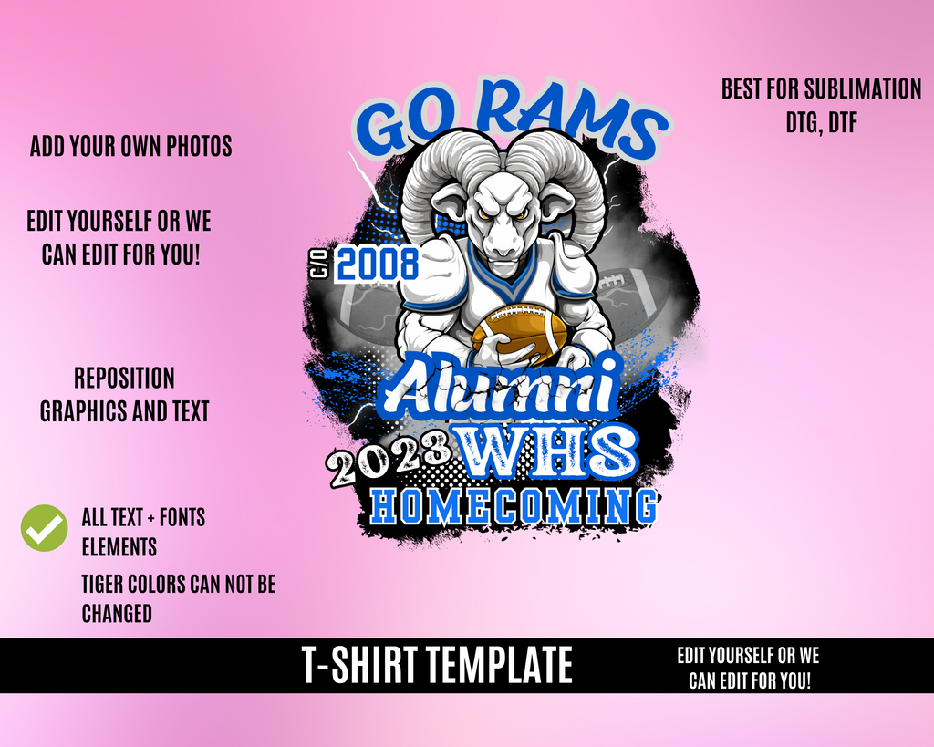 Rams Team Spirit Design Template – Pink Palace Designs
