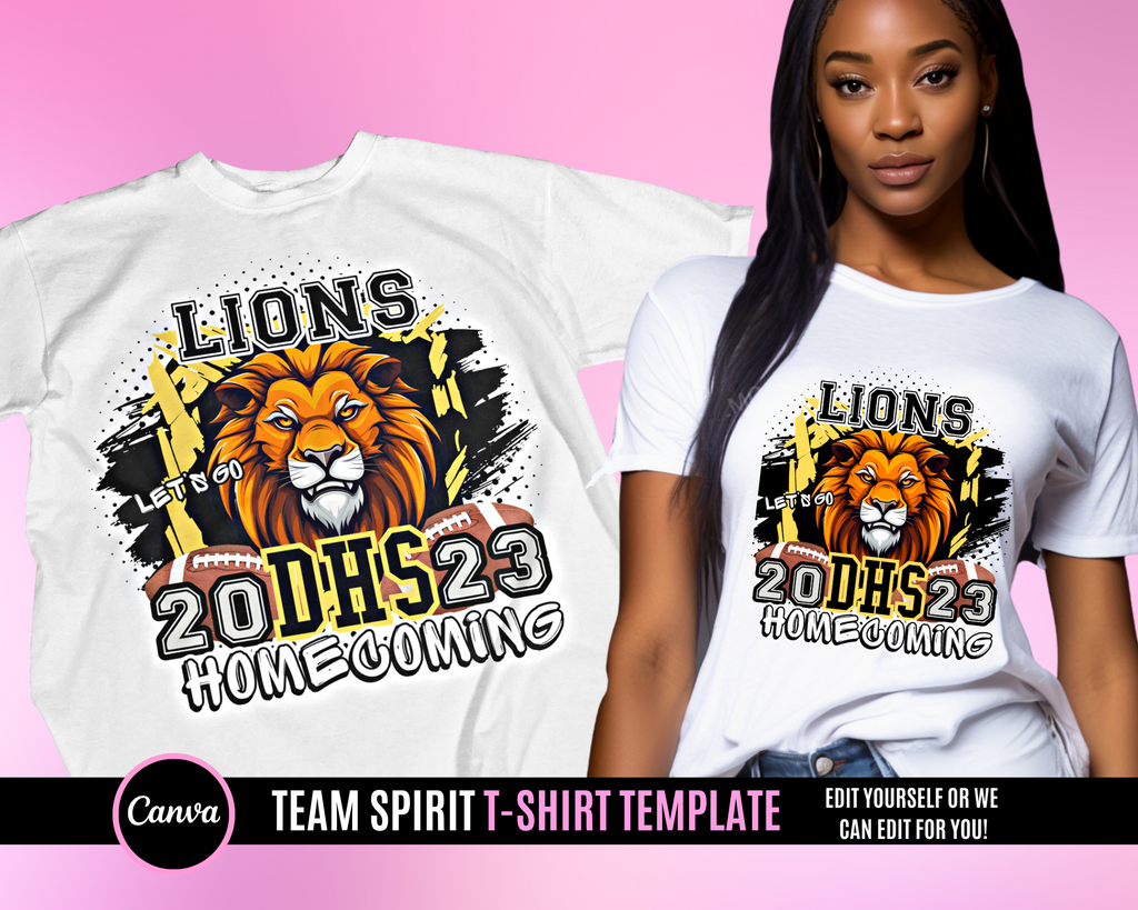Lion Team Spirit Design Template – Pink Palace Designs