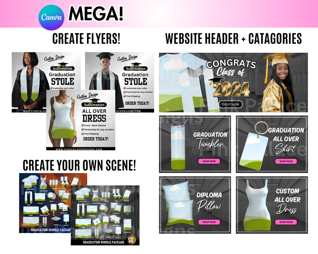 Graduation Mockup Scene Bundle – Pink Palace Designs