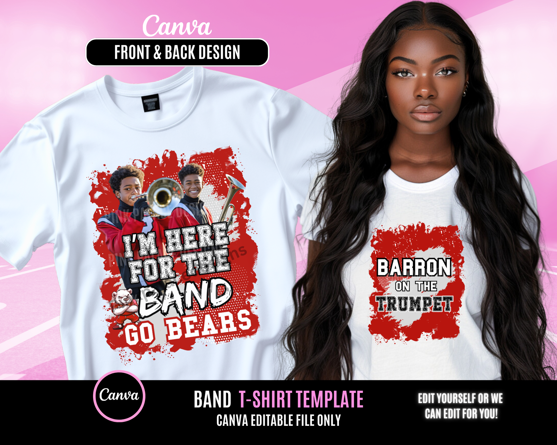Band T-Shirt Template Red – Pink Palace Designs